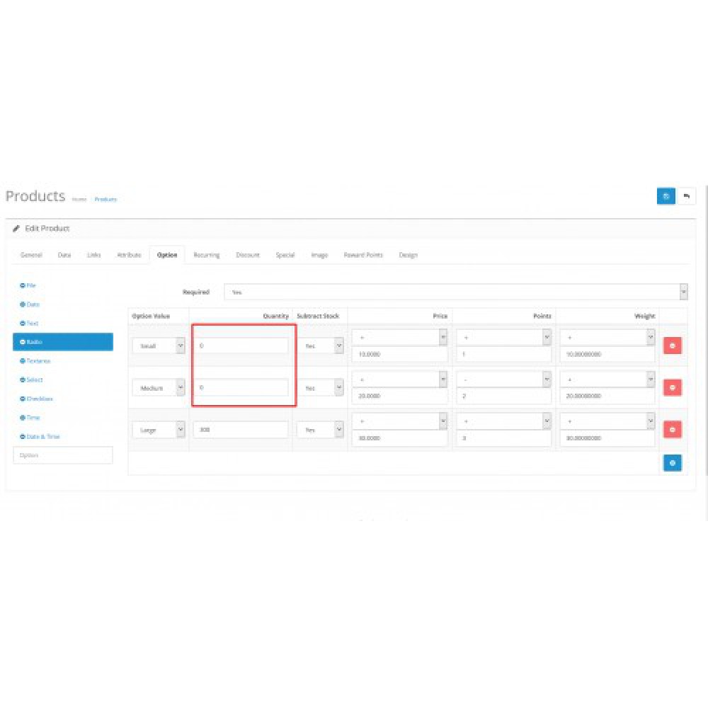 Opencart Disable Product Options when options out of stock