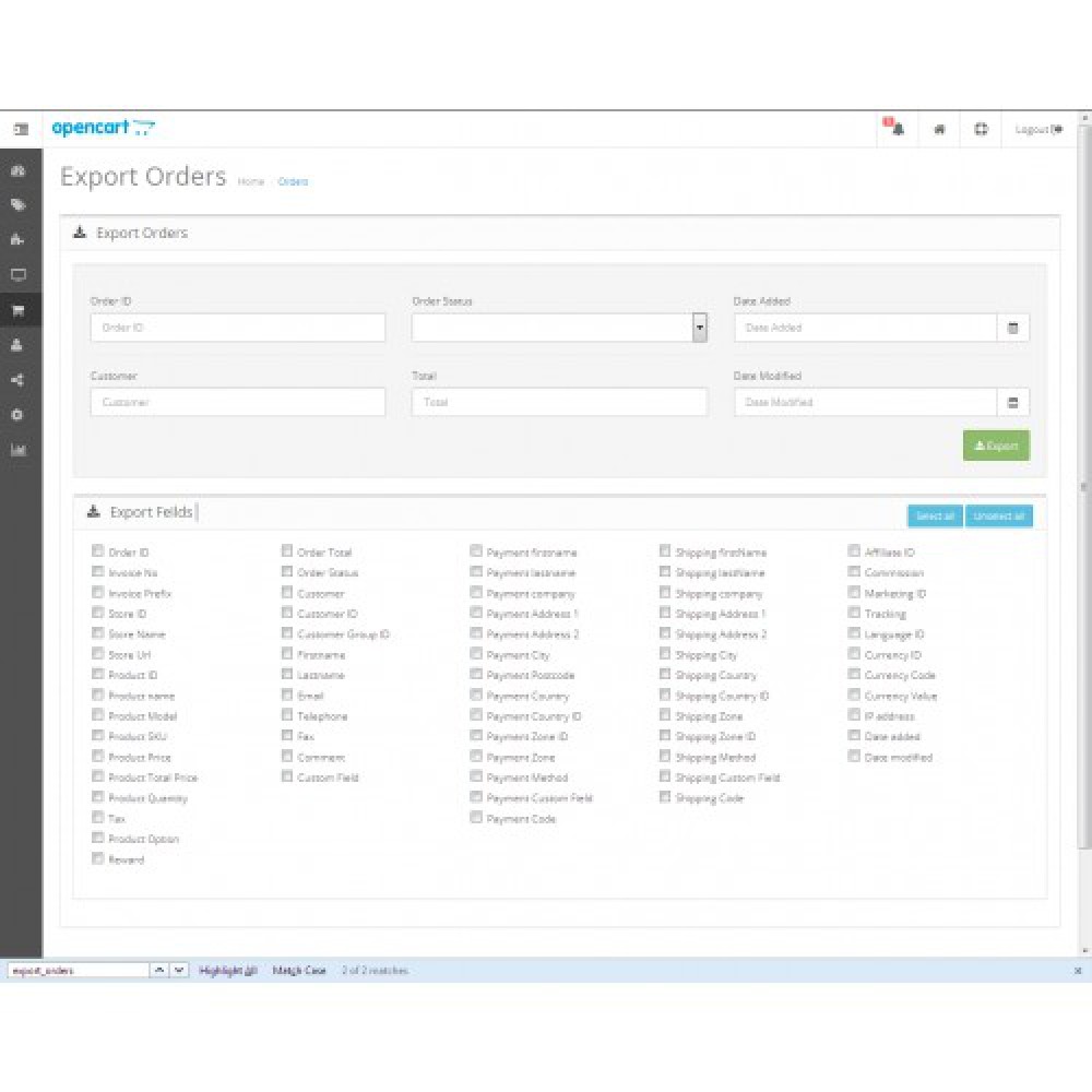 OpenCart Export Orders Module- Import Export Plugin