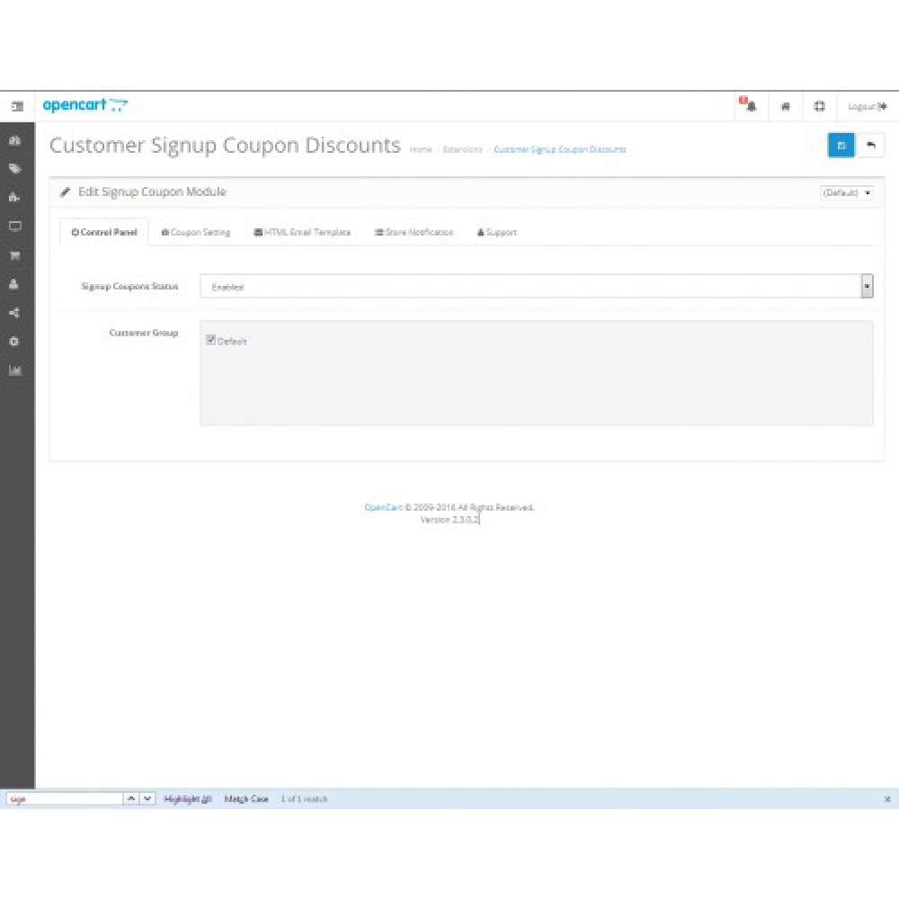 OpenCart Get Discount Coupon On Registration-Discount Coupon