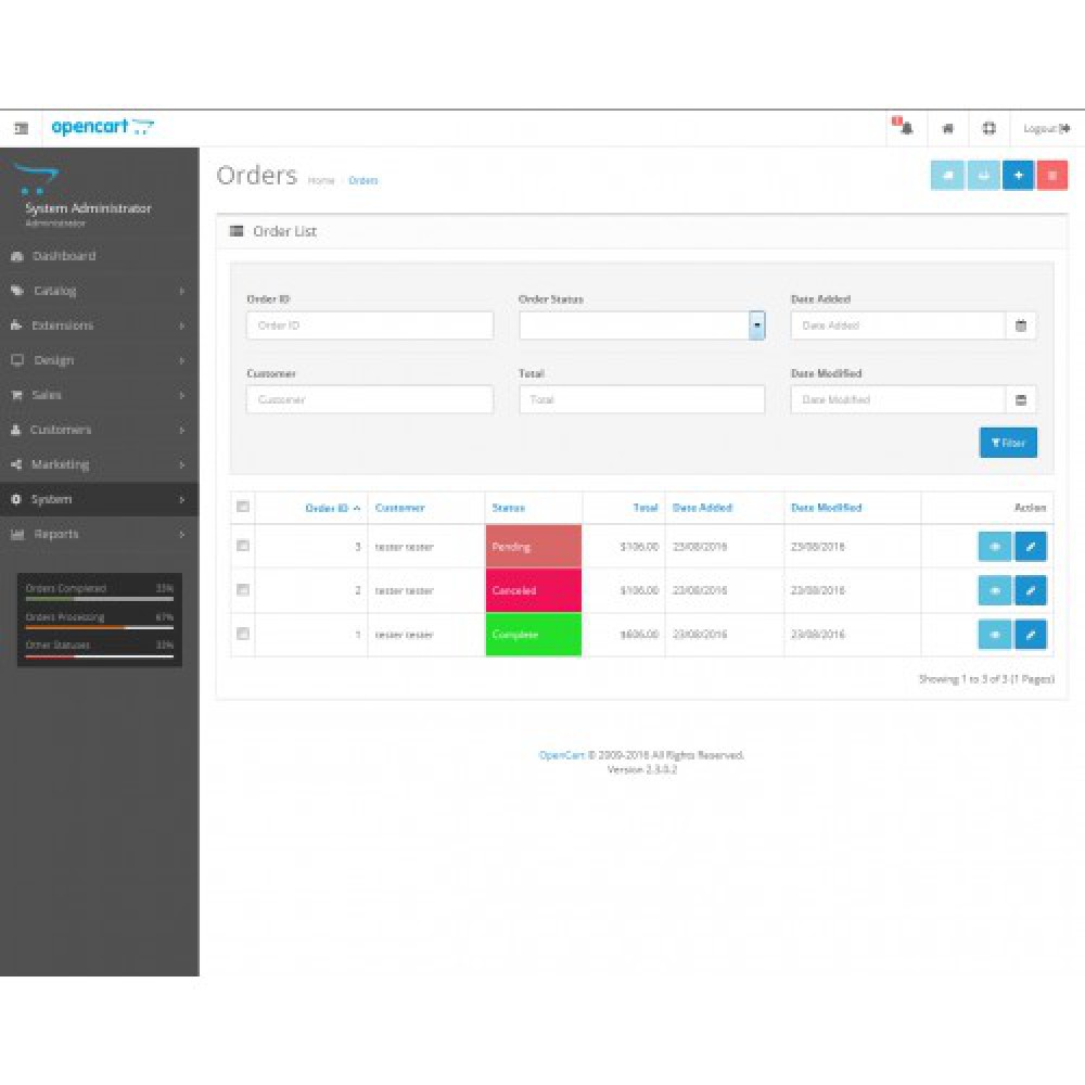 OpenCart Order Status Color- Change Order Color Module
