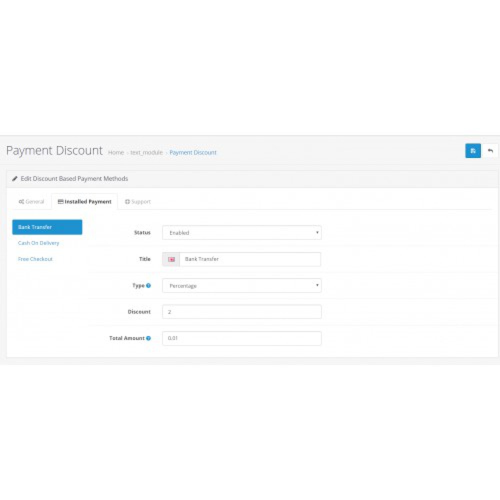 Payment Discount - Opencart extensions -OC Plugins