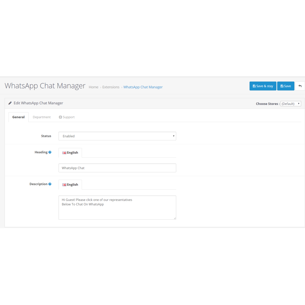 OpenCart - WhatsApp Chat Manager - Opencart Extension