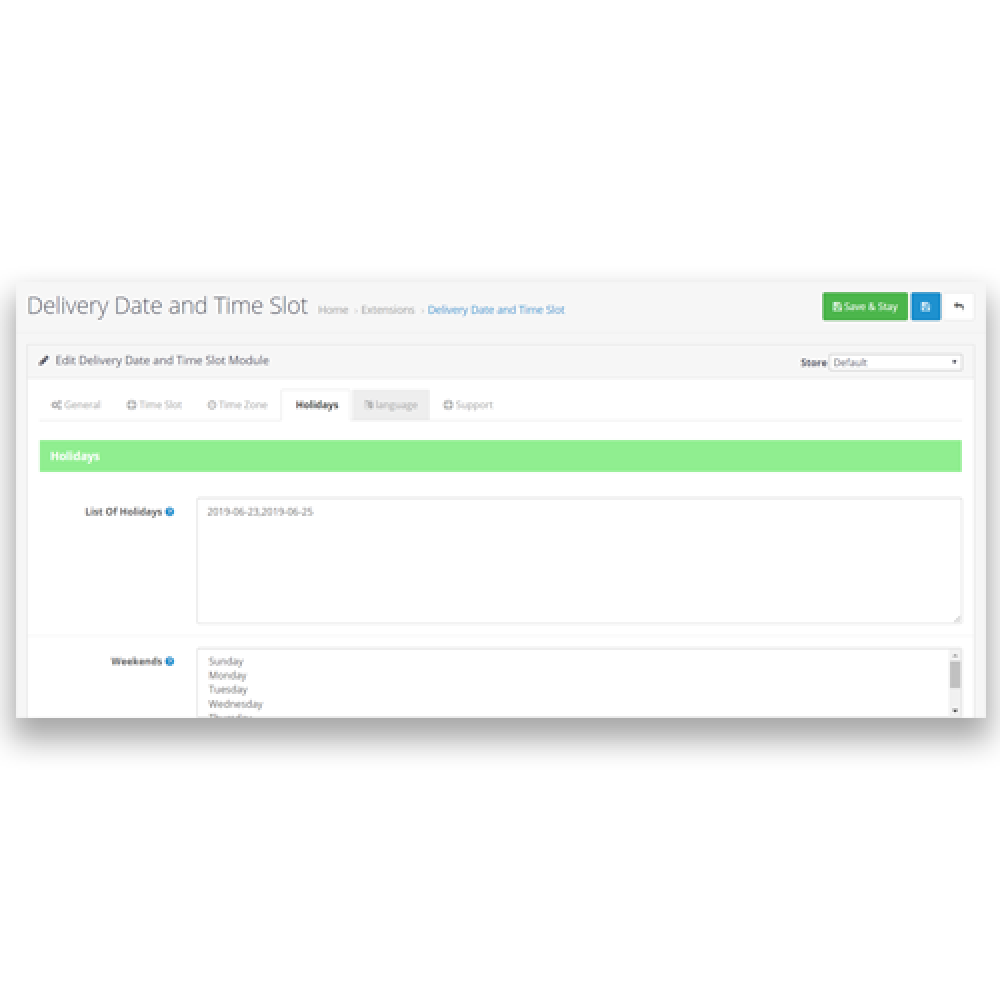 Opencart Delivery Date and Time Slot Extension