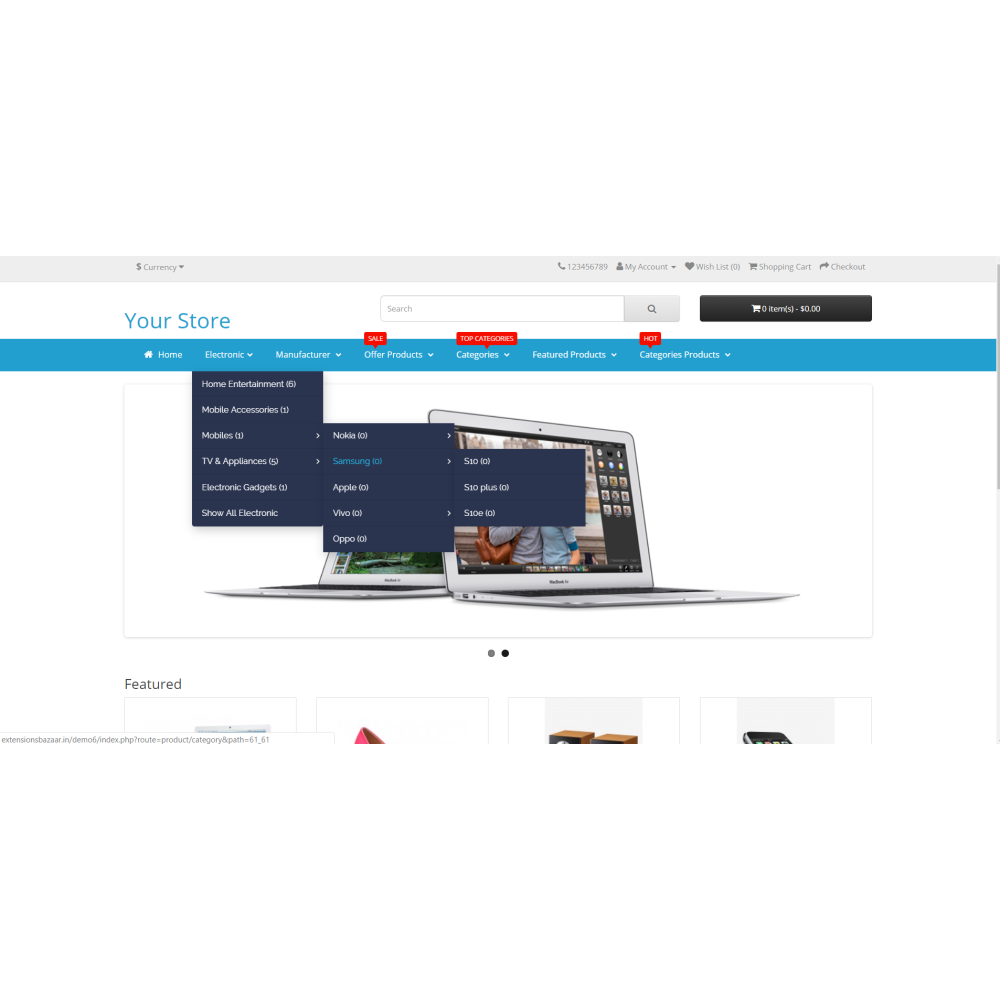 Opencart Mega Menu Pro - Mega menu - Opencart Mega menu