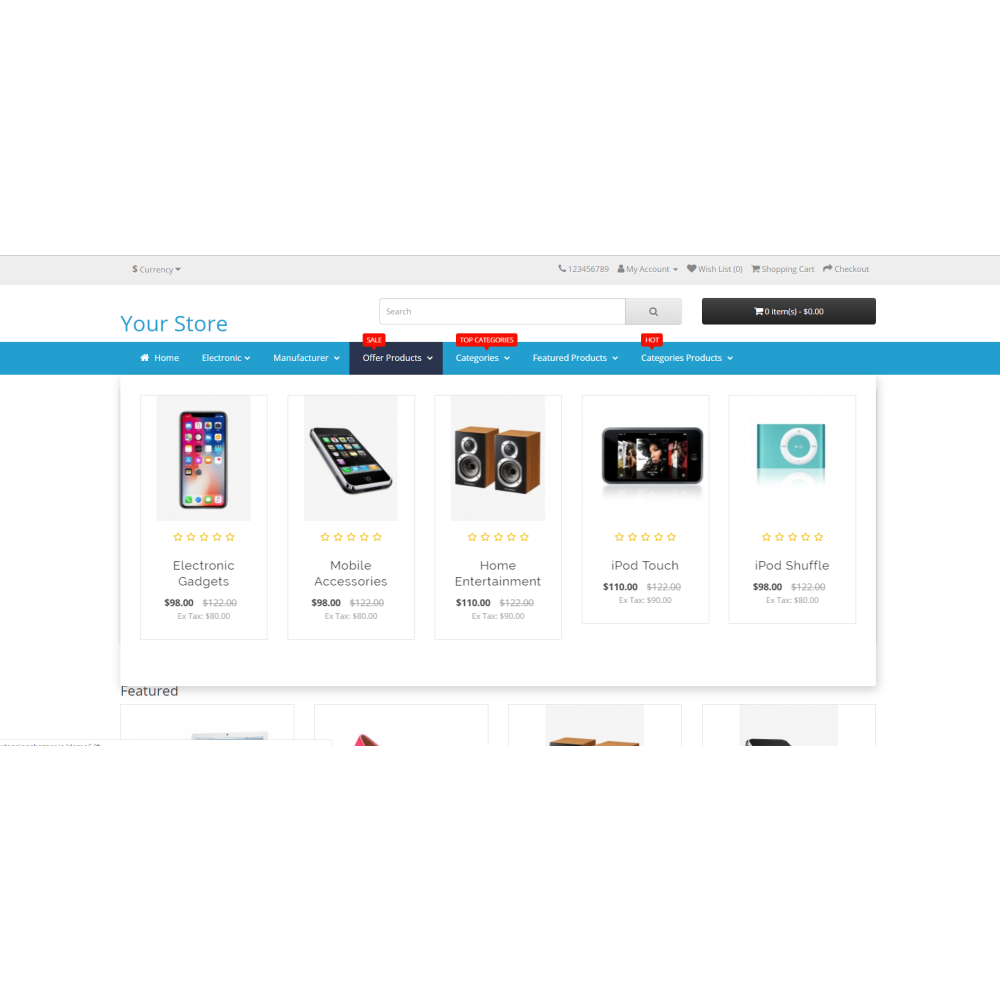 Opencart Mega Menu Pro - Mega menu - Opencart Mega menu
