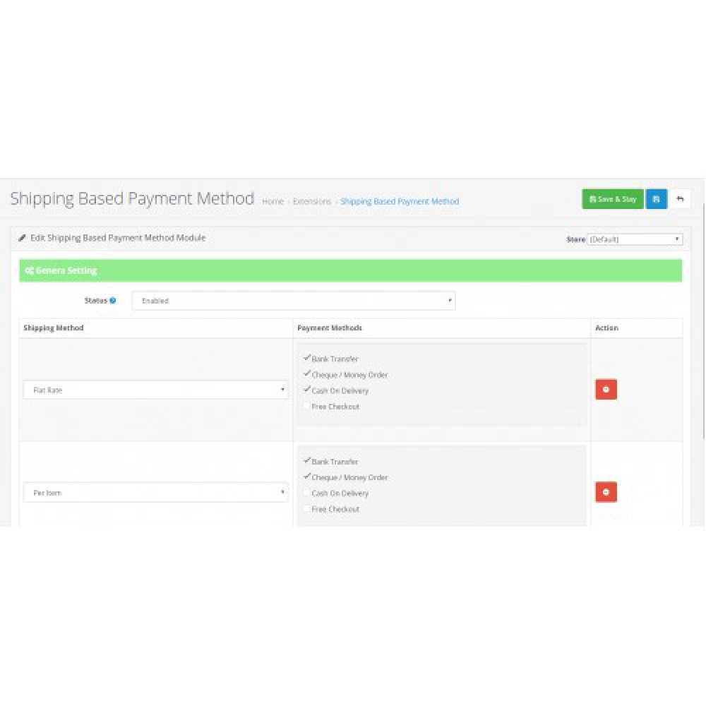 Shipping Based Payment Methods-Payment based on Shipping